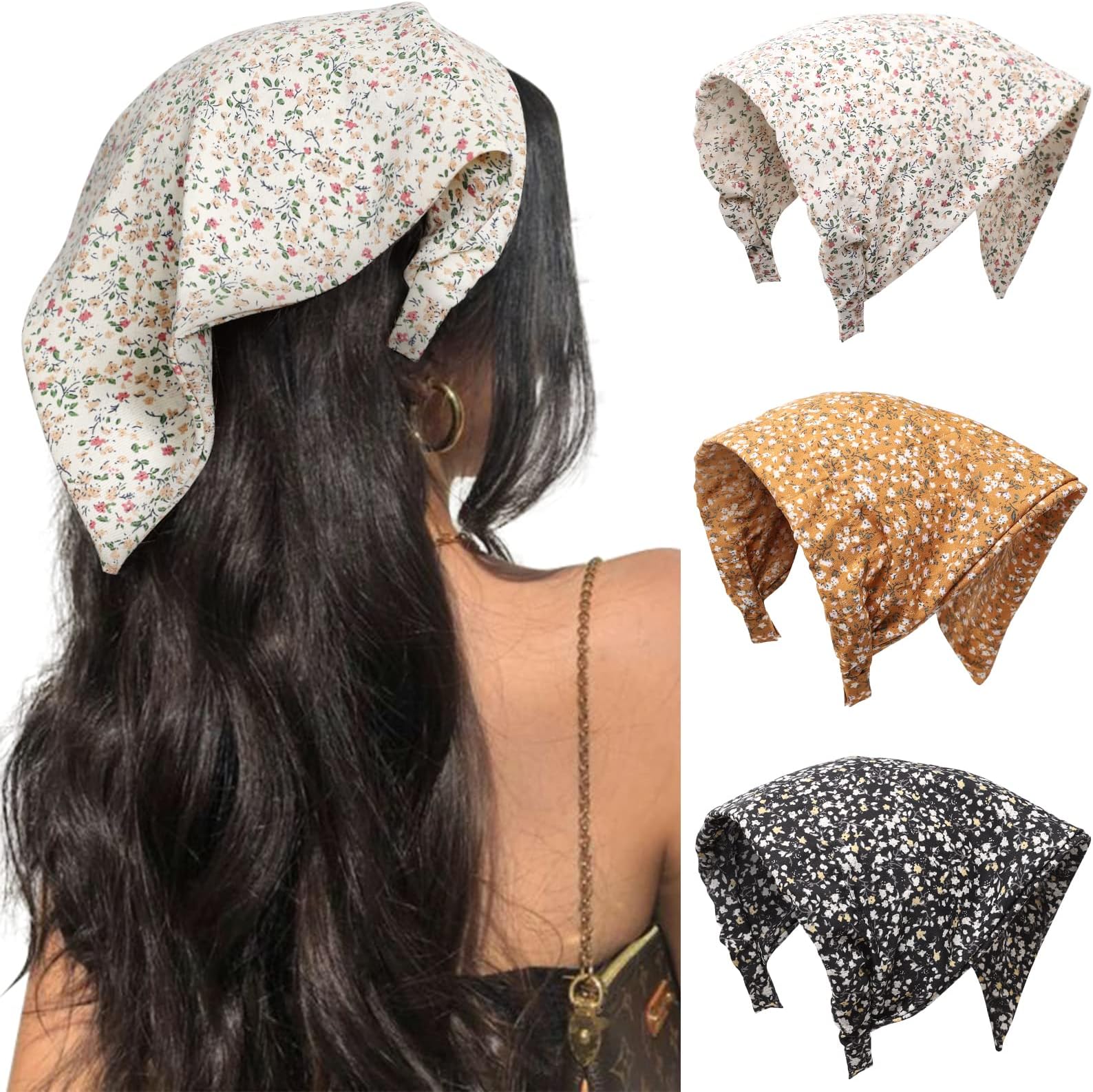 Amazon.com : Syhood 4 Pieces Elastic Hair Scarf Headband Print Vintage ...