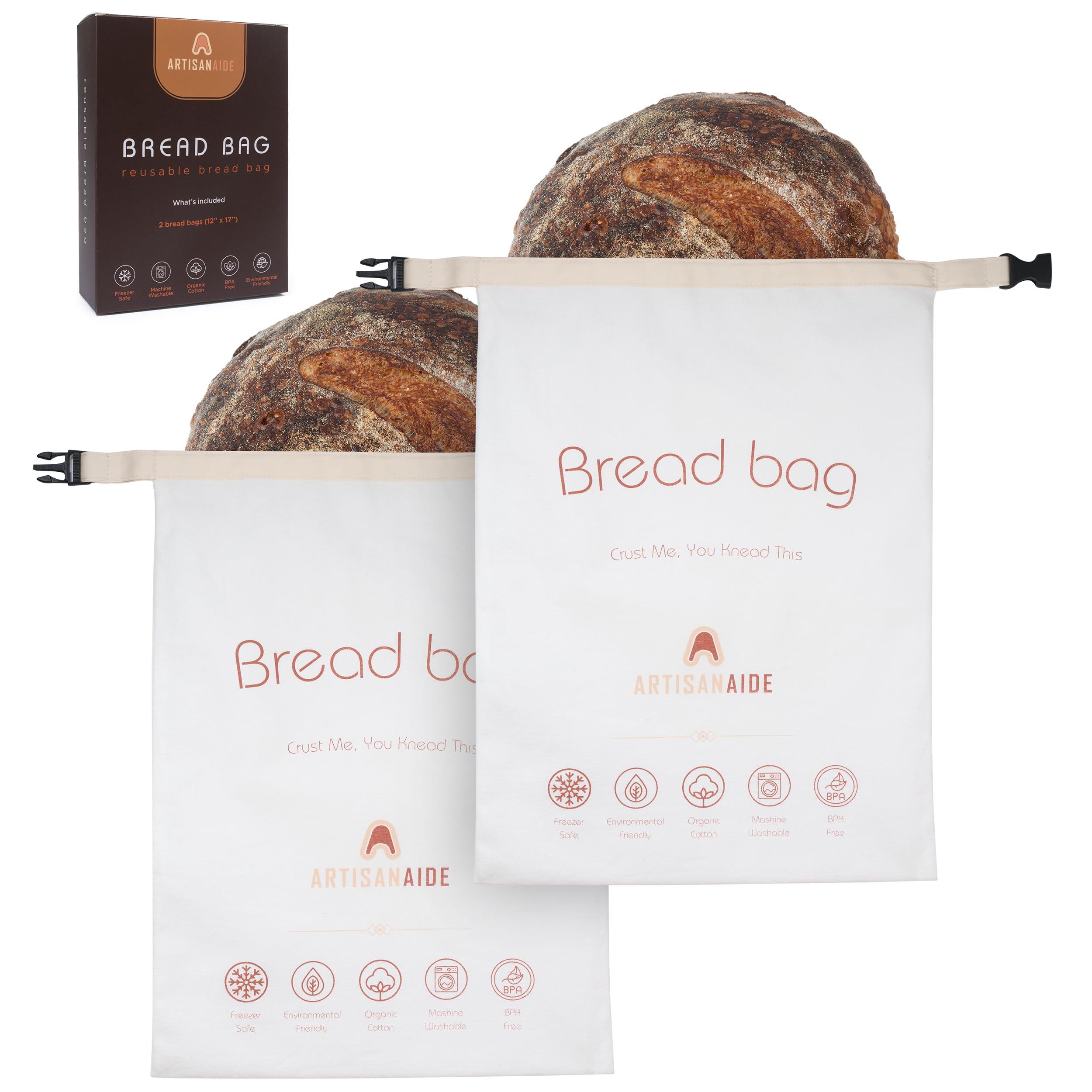 Amazon.com: 2 Pack 12x17 Bread Bags, Bread Storage for Homemade ...