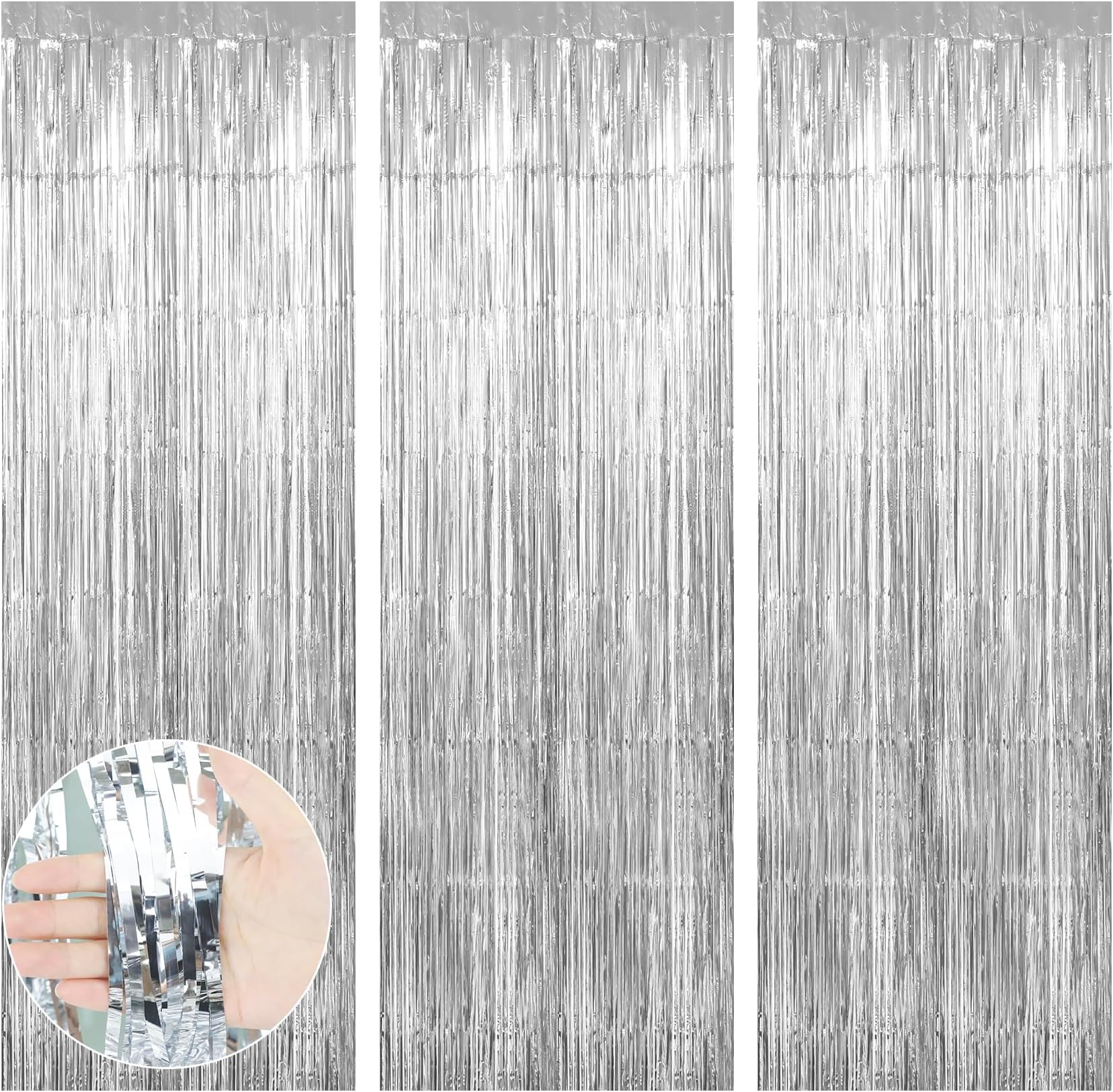 Amazon.com : DECOCKRAT 3 Pack Foil Fringe Backdrop, 3.3x8.2 Feet Tinsel ...
