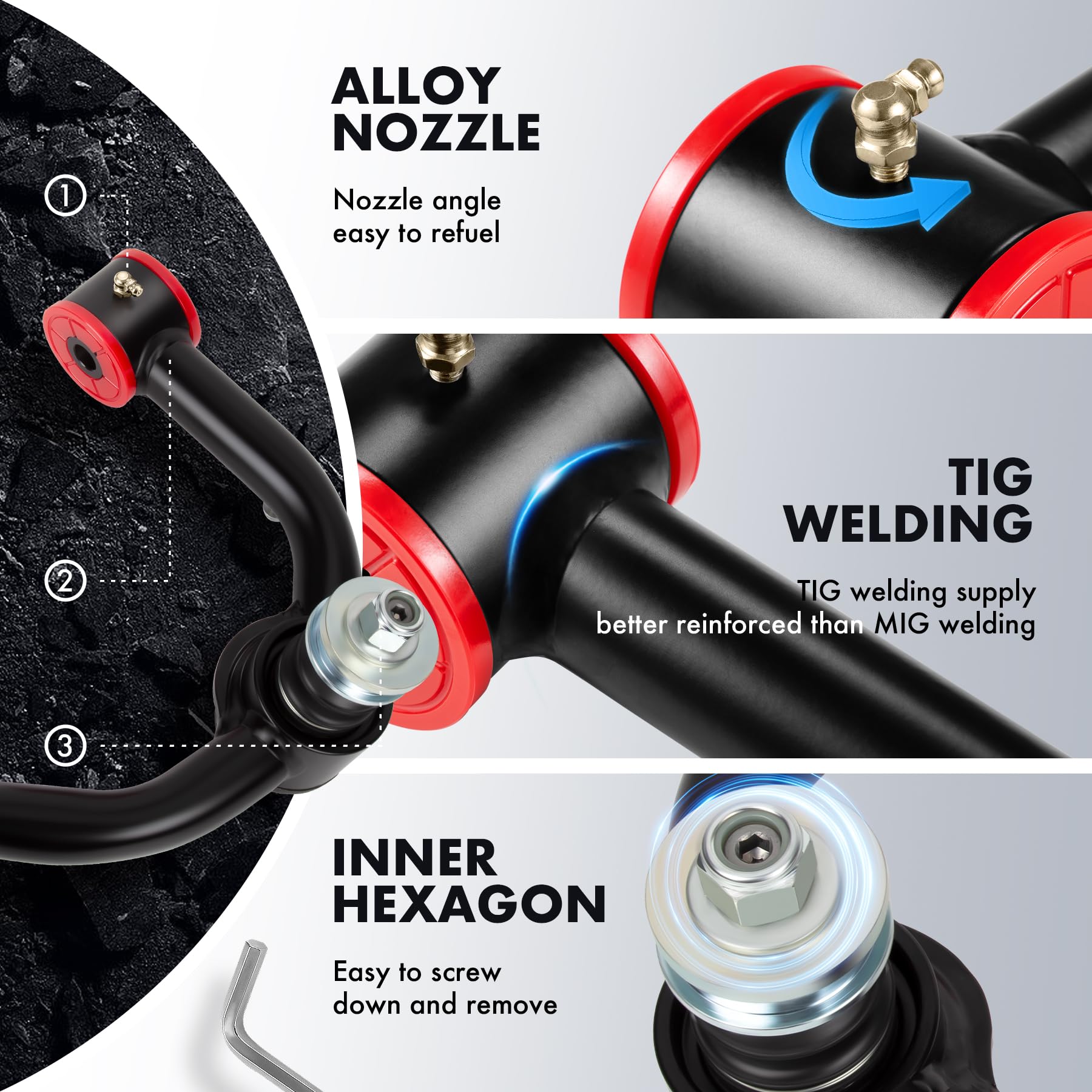 Snapklik.com : Upper Control Arms 2-4" Lift For 1996-2003 Tacoma 4X4 ...