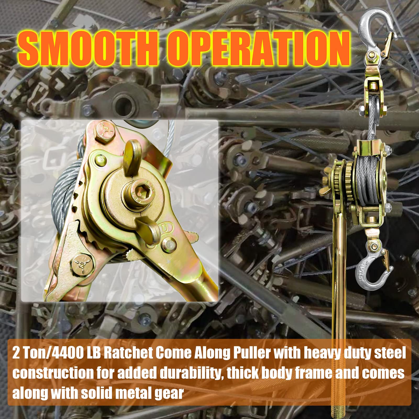 Snapklik.com : Come Along 4400LB Winch 2 Ton Heavy Duty Hand Cable ...