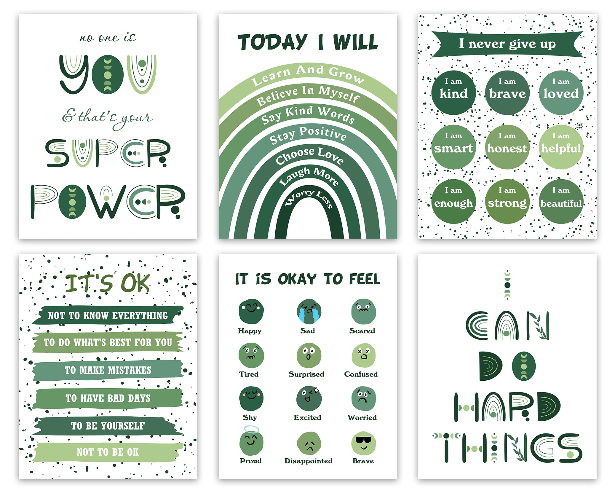 Amazon.com: LNLAGBO Affirmation Art Prints,Green Nursery Wall Art Decor ...