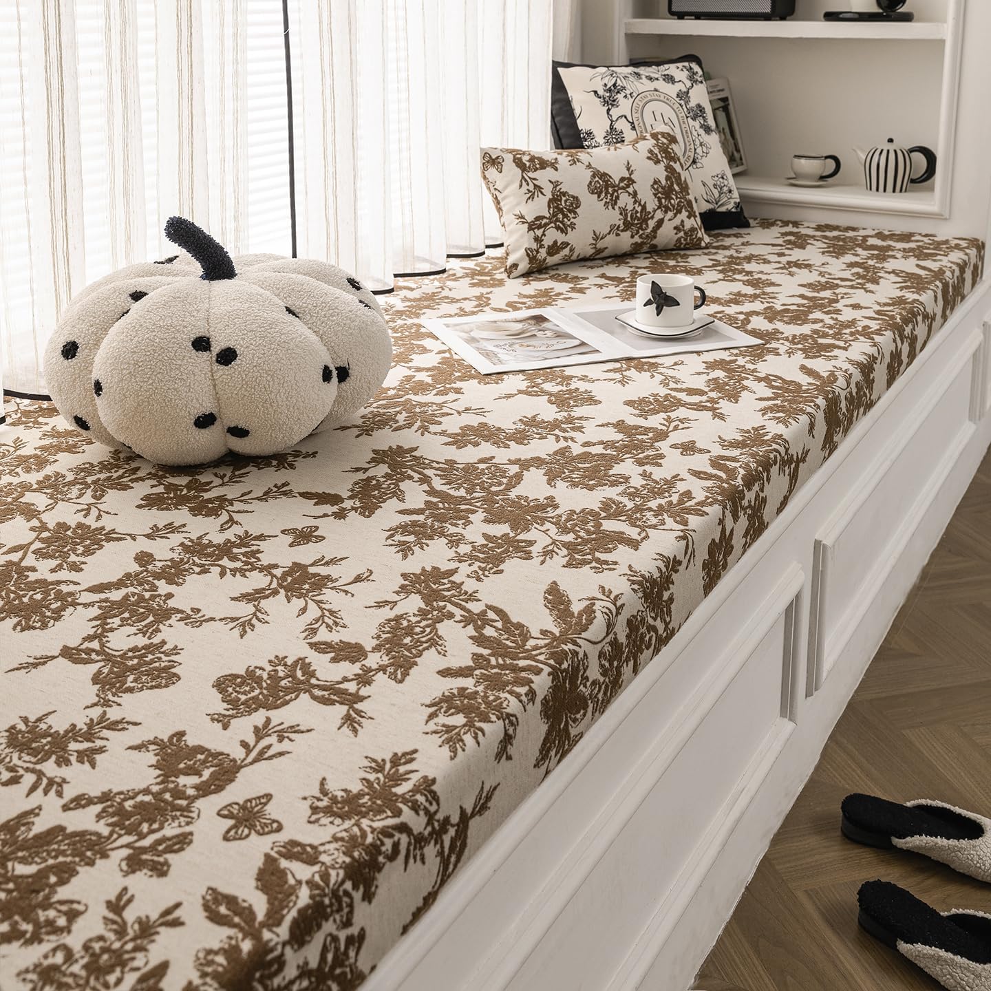 Amazon.com: Custom Window Seat Cushion Vintage Chinoiserie Floral ...