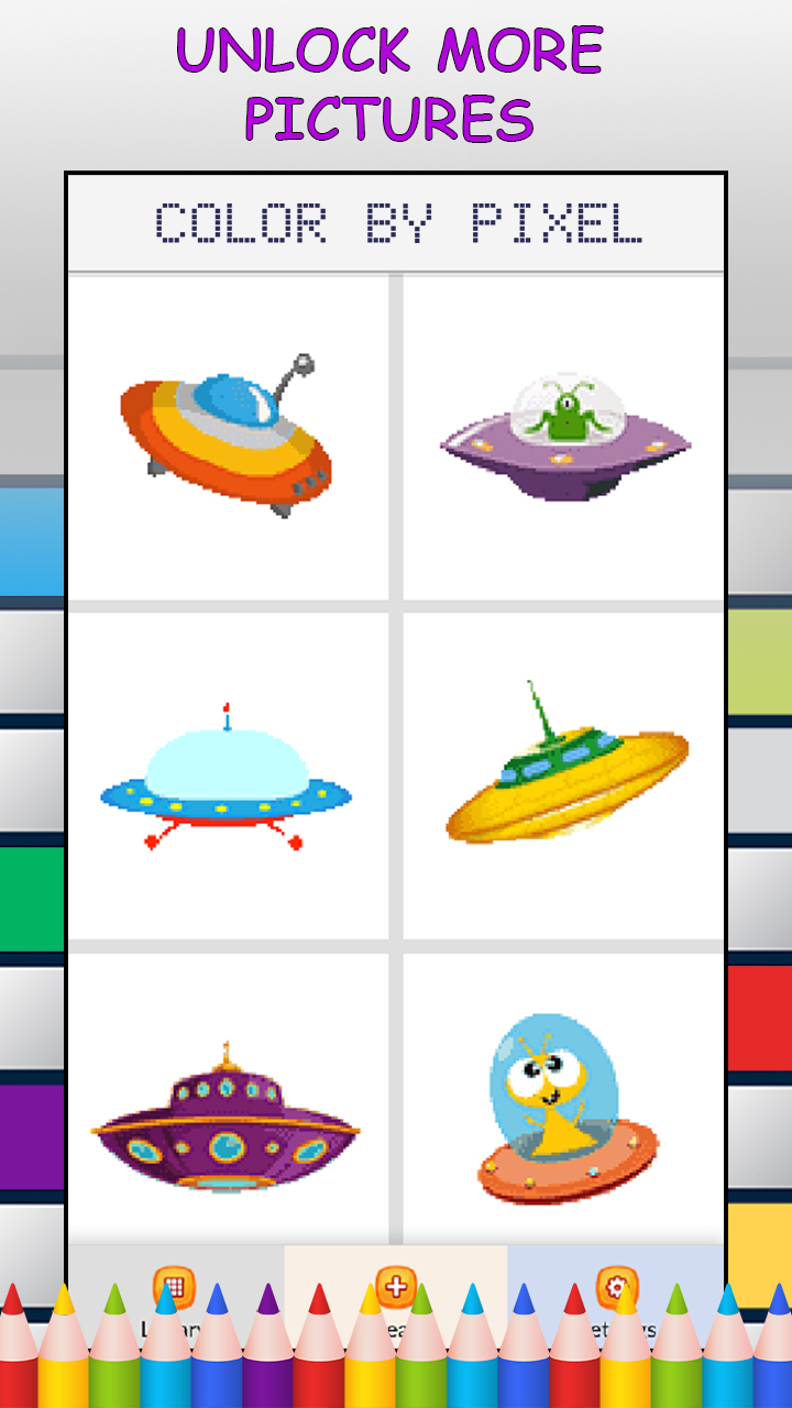 UFOs Color by Number - Free Pixel Art Game - Coloring Book Pages ...