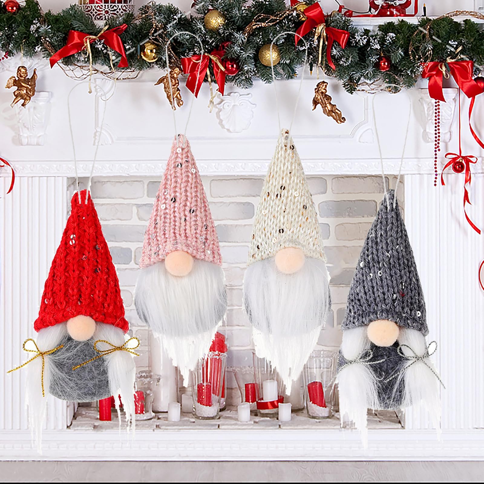 LEKOU Gnomos Navideños Sin Rostro Enano, Paquete de 4 Gnomos Decoracion ...