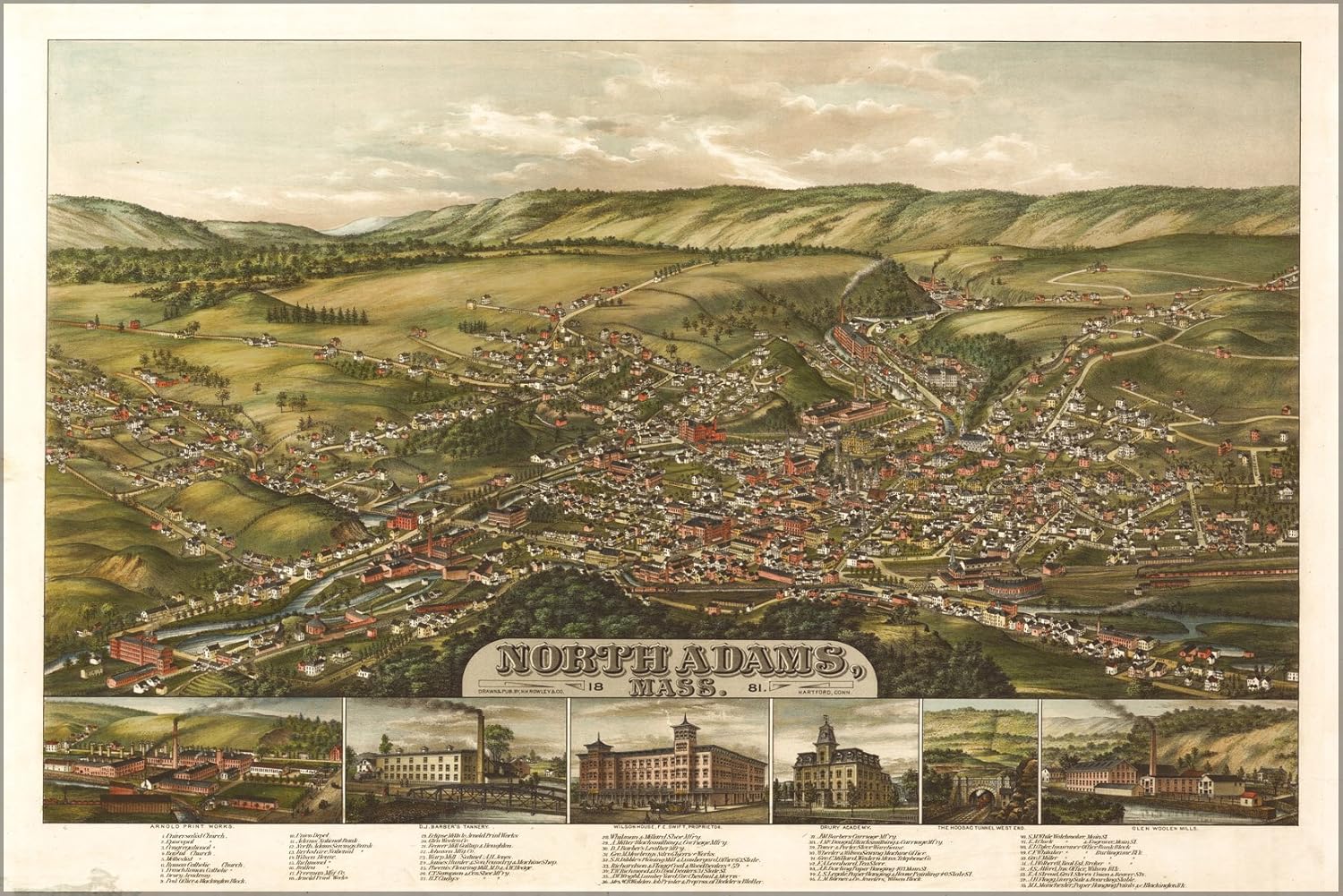 Amazon.com - History Galore 24"x36" Gallery Poster, map of North Adams ...