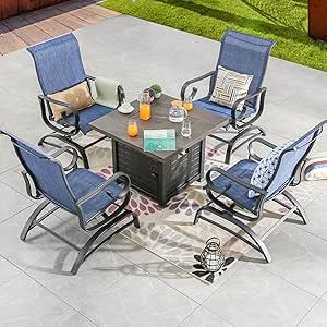 Amazon.com: Generic WISLEY 5 Piece Outdoor Conversation Sets Metal Frame Patio Glider Set with ...