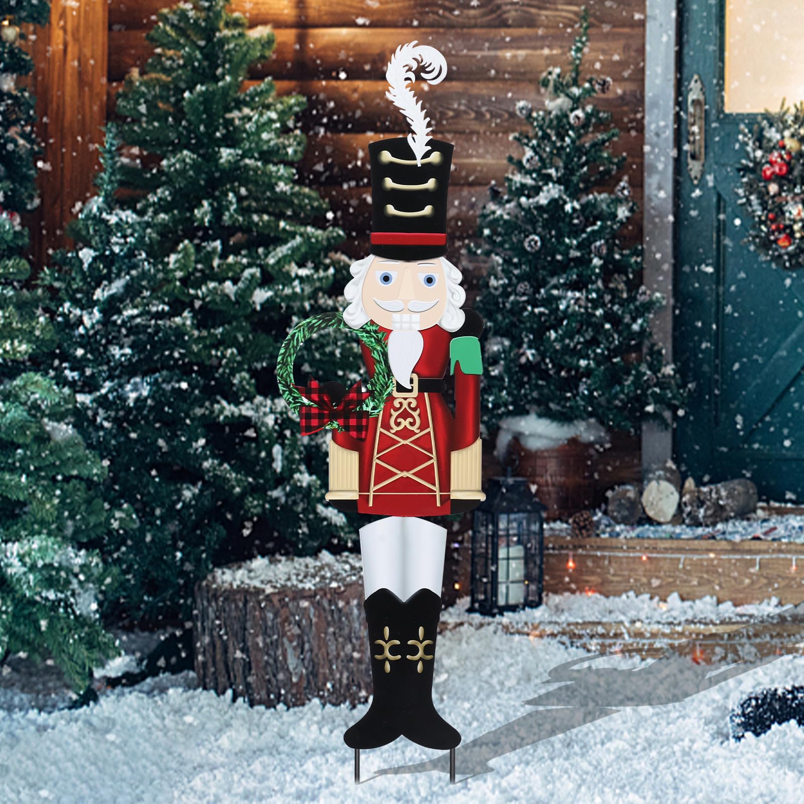 Amazon.com: WONDER GARDEN Christmas Metal Yard Stakes, Nutcracker ...