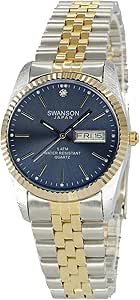 Swanson Japan Reloj de dos tonos para hombre, esfera azul marino con ...