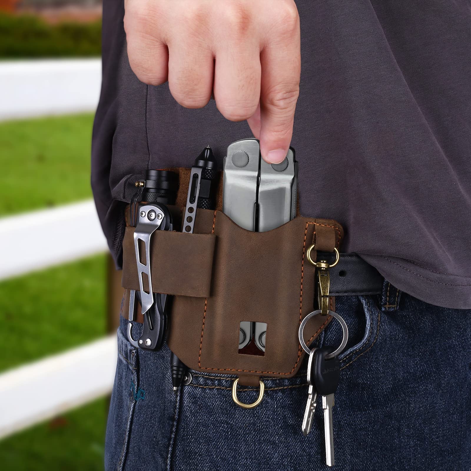 Multitool Leather Sheath for Belt,EDC Belt Organizer,Multitool Holster with Multi Tool Pouch ...