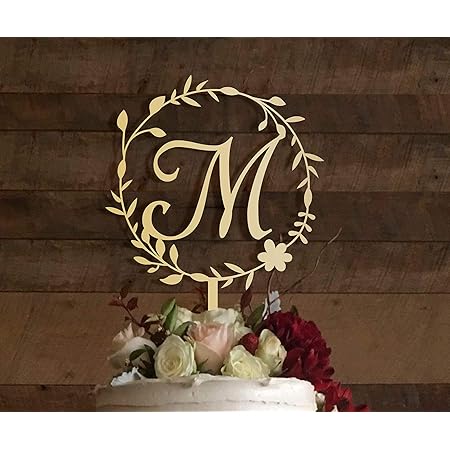 Amazon.com: Fprqlyze Rustic Wedding Cake Topper M Initial Cake Topper ...