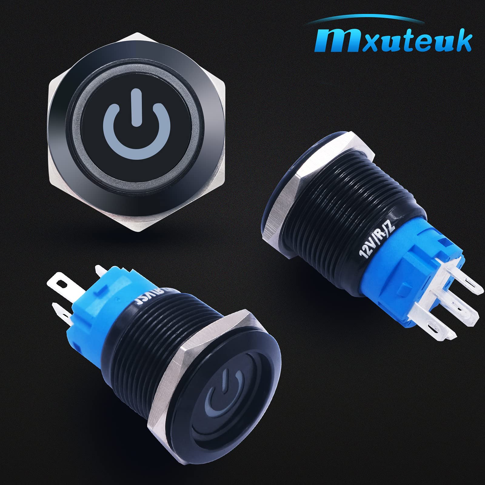 Snapklik.com : Mxuteuk 19mm Waterproof Latching Push Button Switch 12V ...