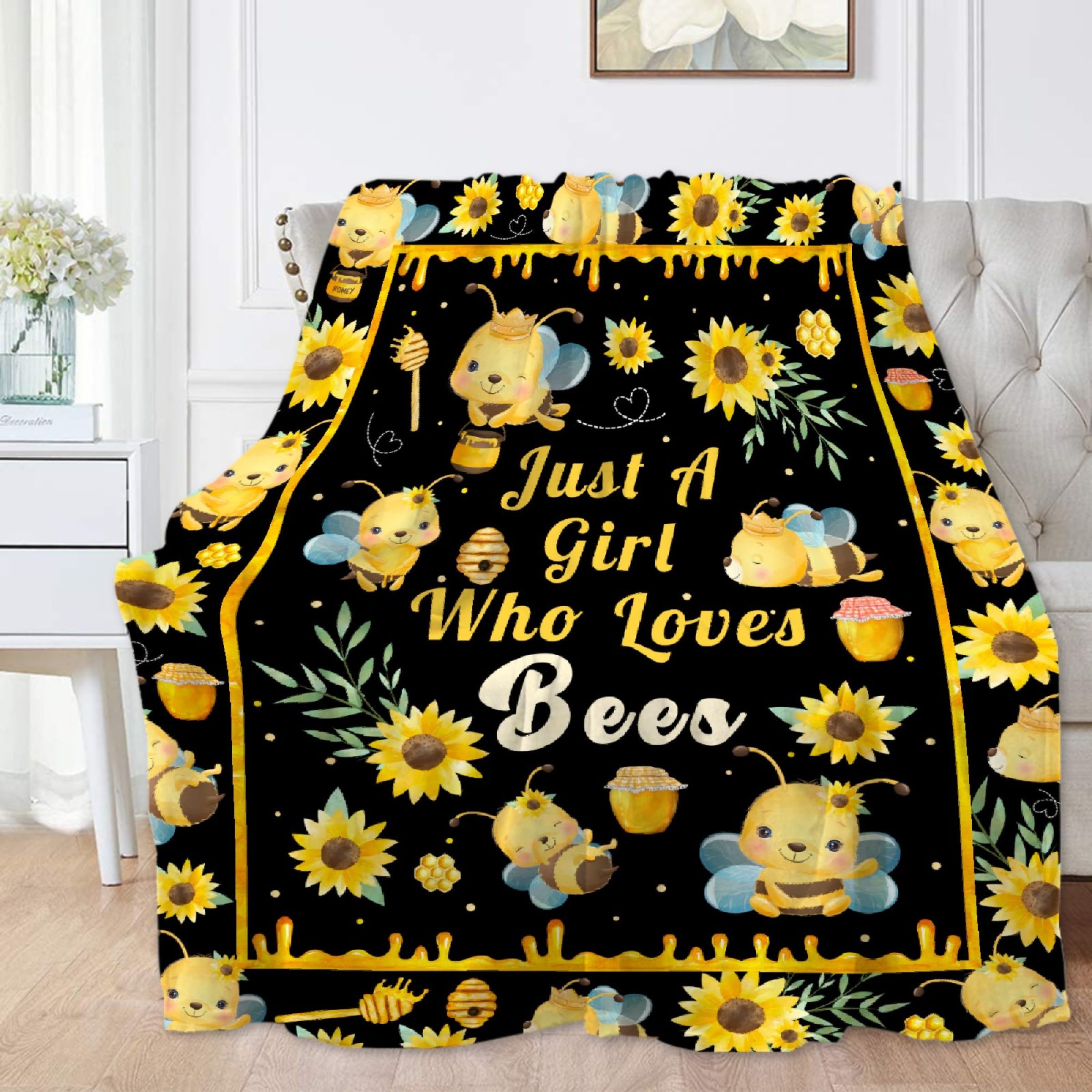Amazon.com: Bee Blanket Bee Gifts for Women Just A Girl Who Loves Bees ...