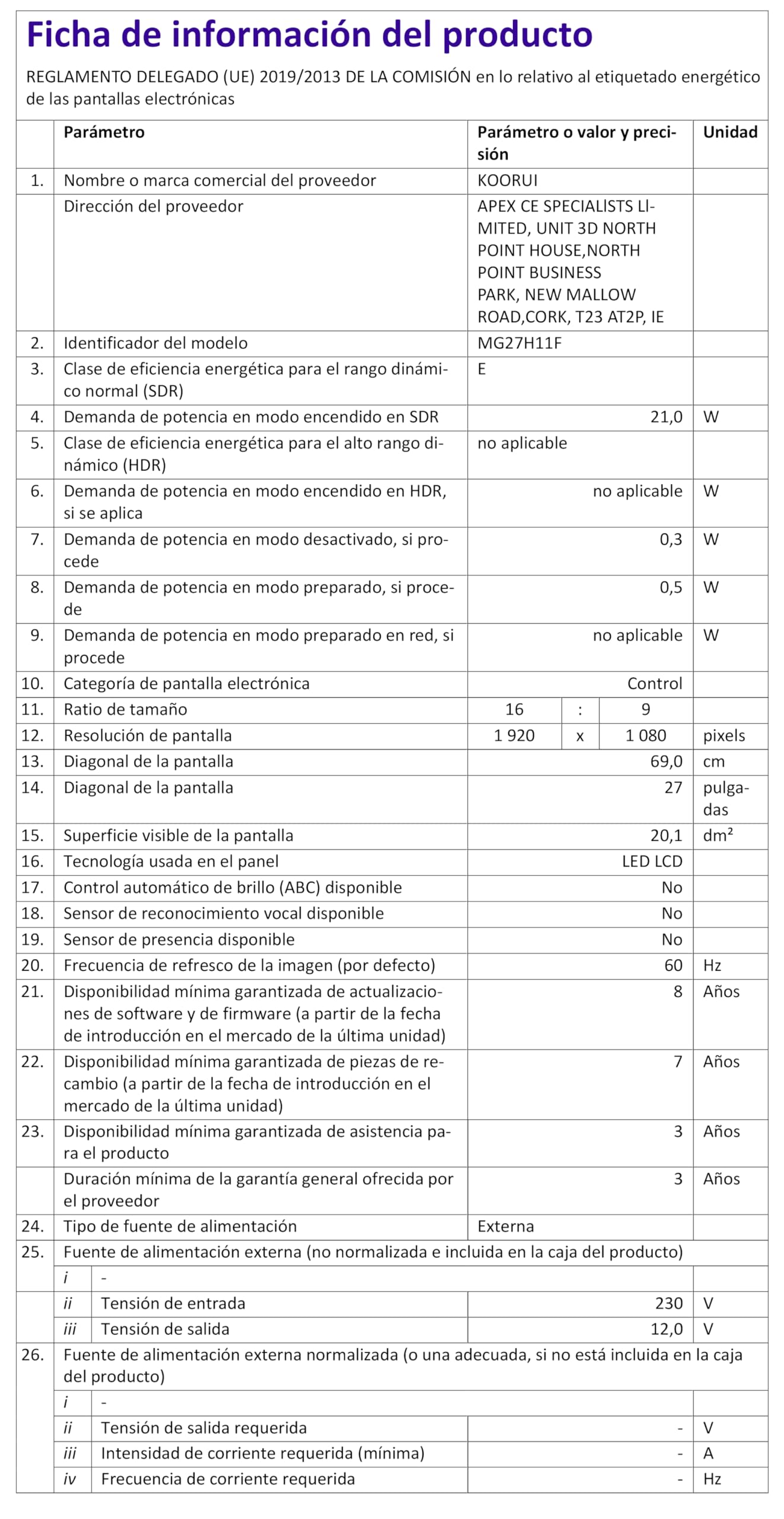 KOORUI Gaming Monitor de 27 Pulgadas, 165Hz, FHD (1920×1080), IPS, 1ms ...