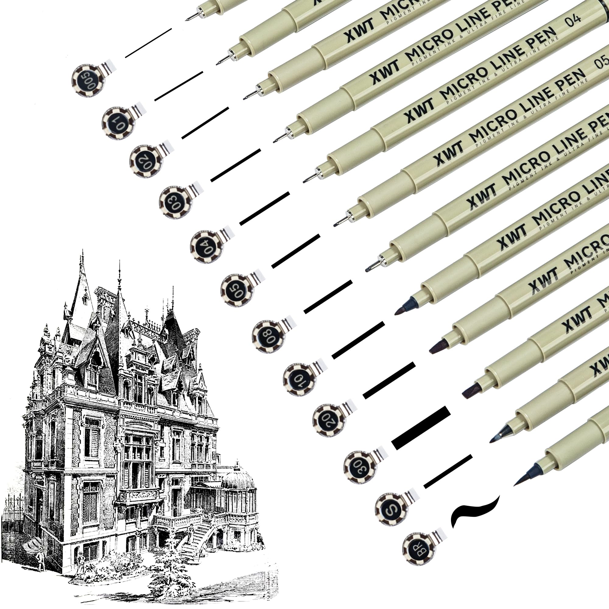 Amazon.com : XWT Micro Fineliner Pens 12 Size/Set, Ultra Fine Fineliner ...
