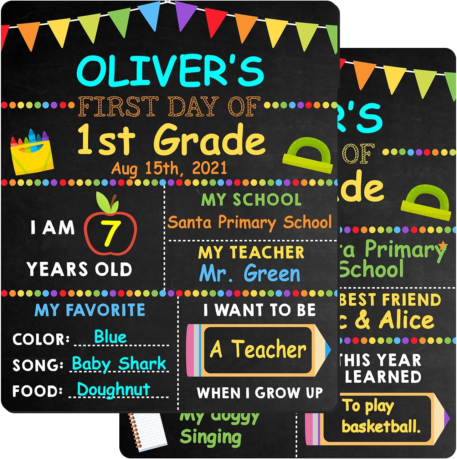 Amazon.com : First & Last Day of School Chalkboard - 10’’ x 12’’ First ...