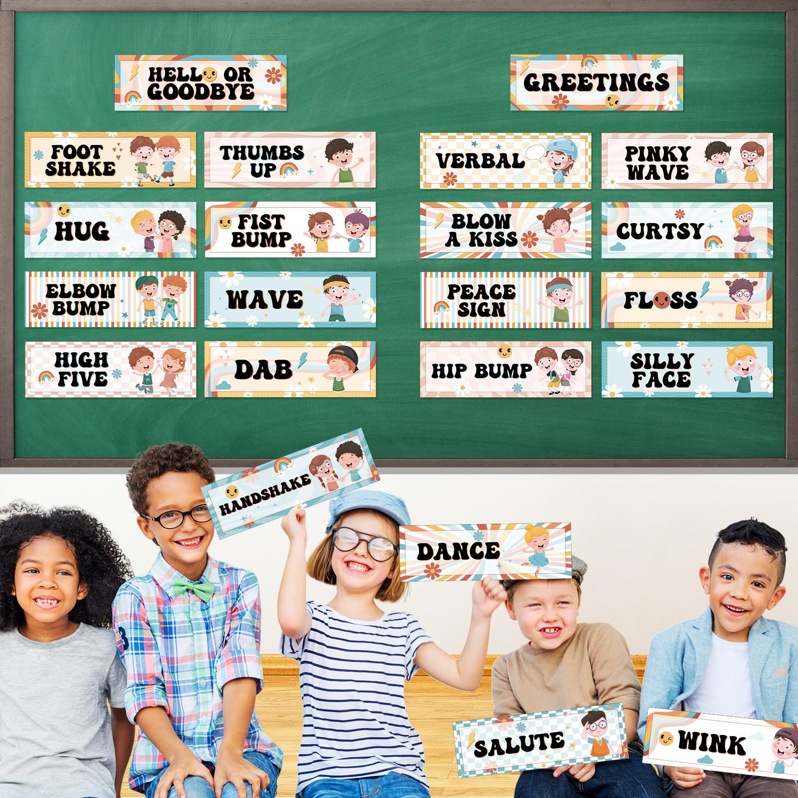 Snapklik.com : 28 Pcs Greeting Choices Classroom Rules Posters Groovy ...
