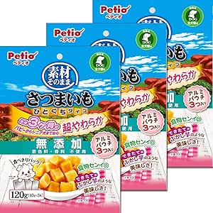 Amazon | 【Amazon.co.jp 限定】ペティオ (Petio) 素材そのまま さつまいも ひとくちタイプ 超やわらか 120g×3個セット | ペティオ (Petio ...