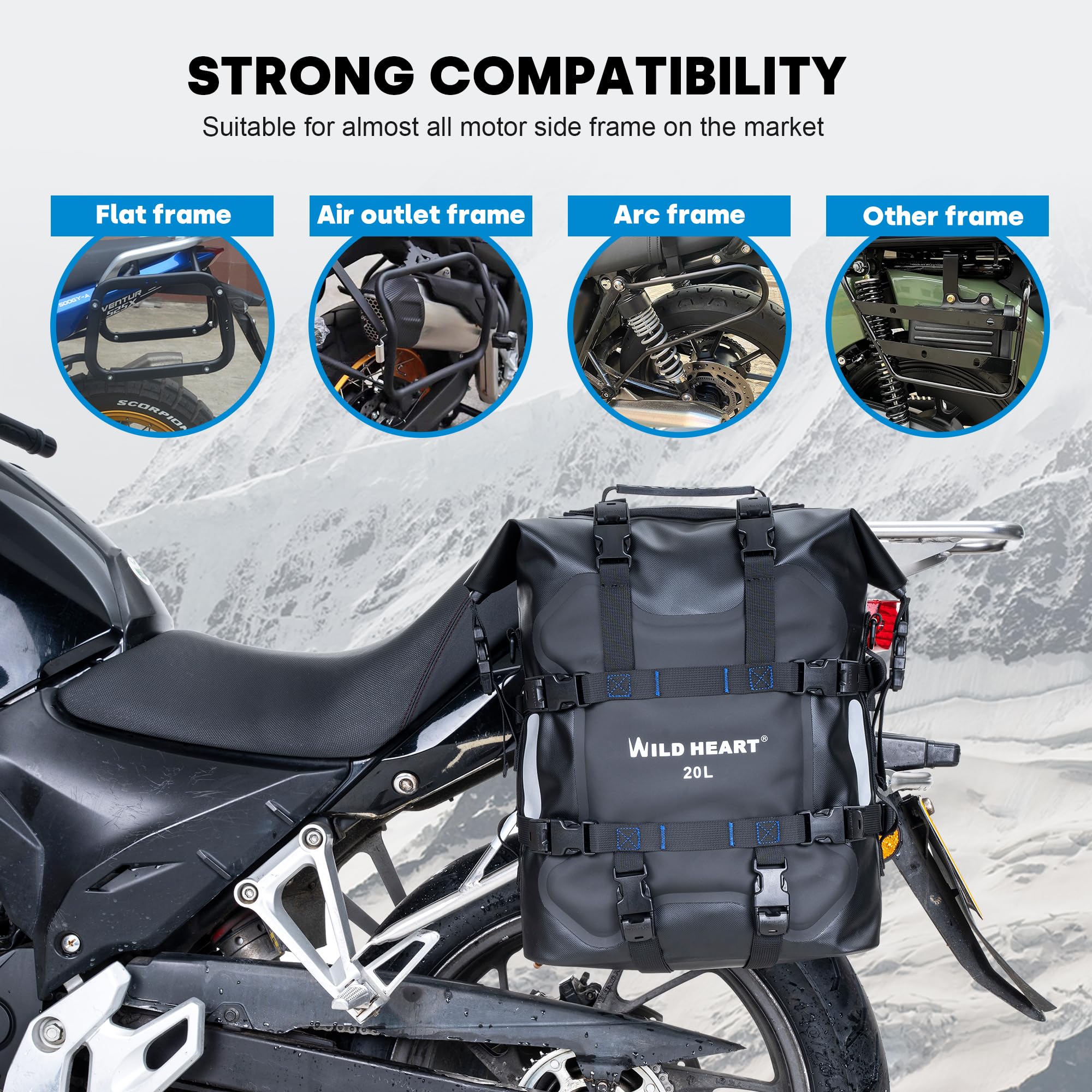Waterproof Motorcycle Bag WILD HEART 50L U-Shaped Motorcycle Waterproof ...