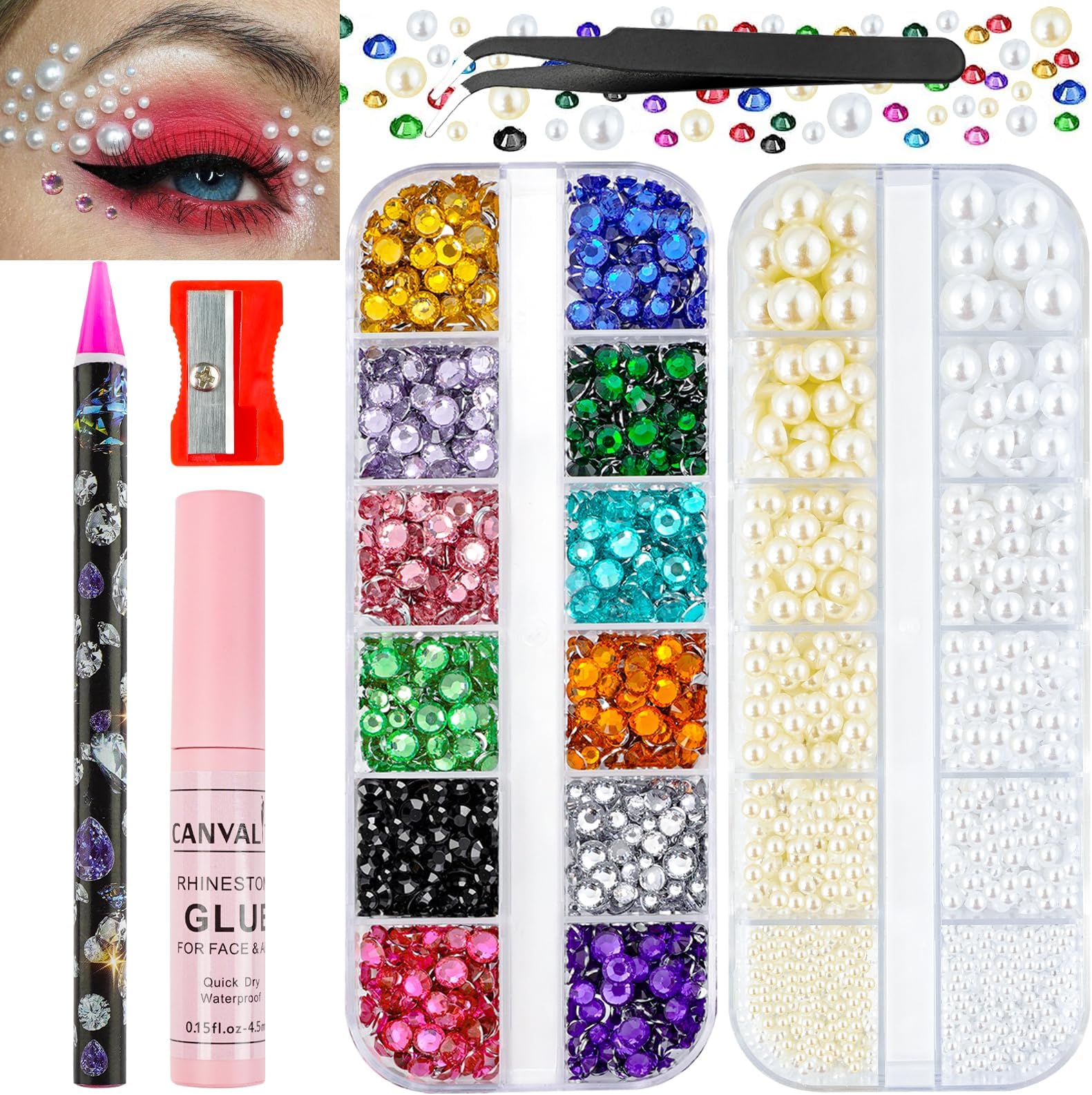 Amazon.com: Canvalite Rhinestones for Face Colorful Face Gems Face ...