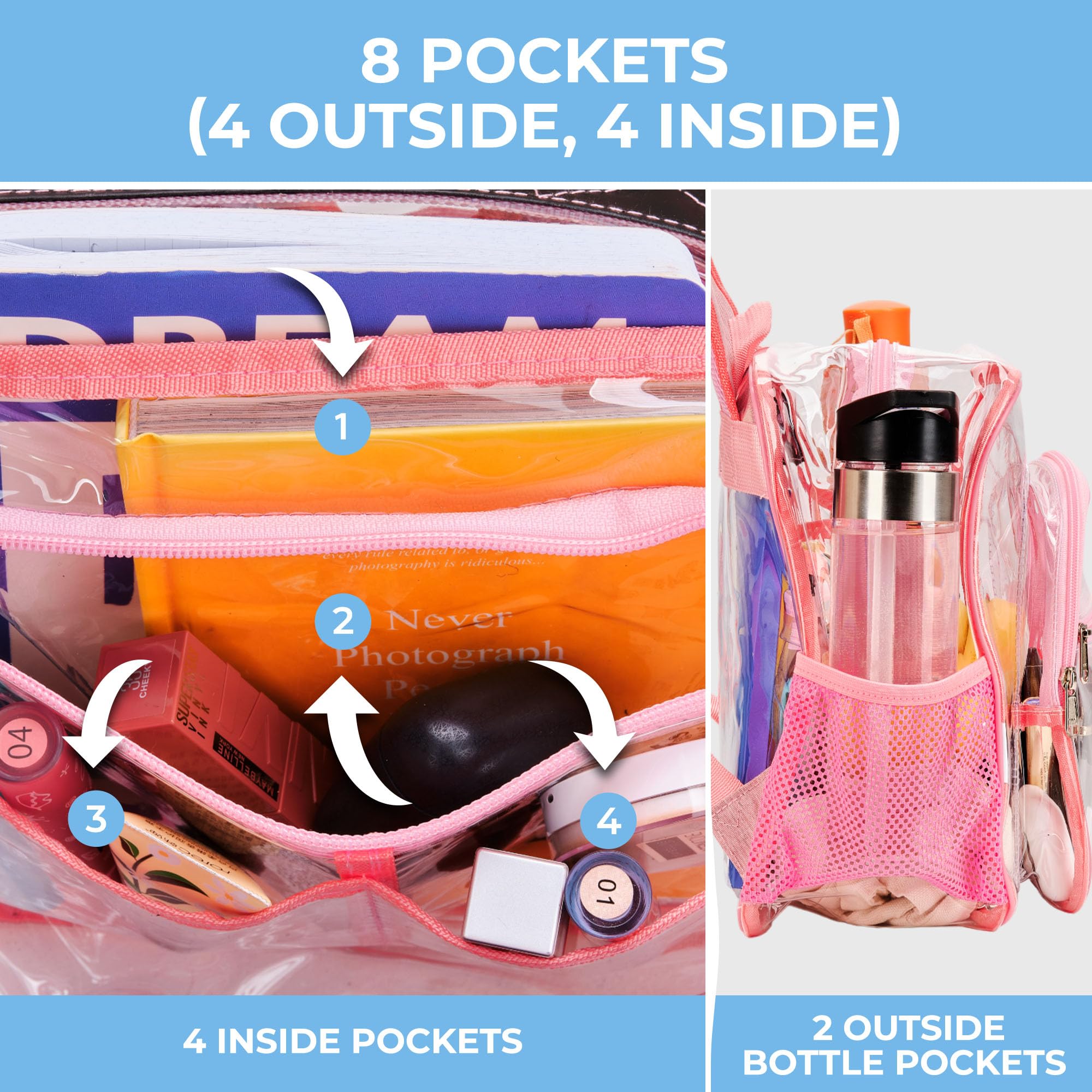 Snapklik.com : SHYLERO Clear Backpack Stadium Approved - Clear PVC Bag ...