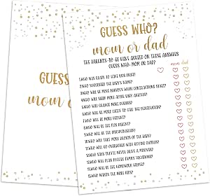 Amazon.com: Guess Who Mom or Dad Guessing Game, Set of 25 Cards, Baby ...