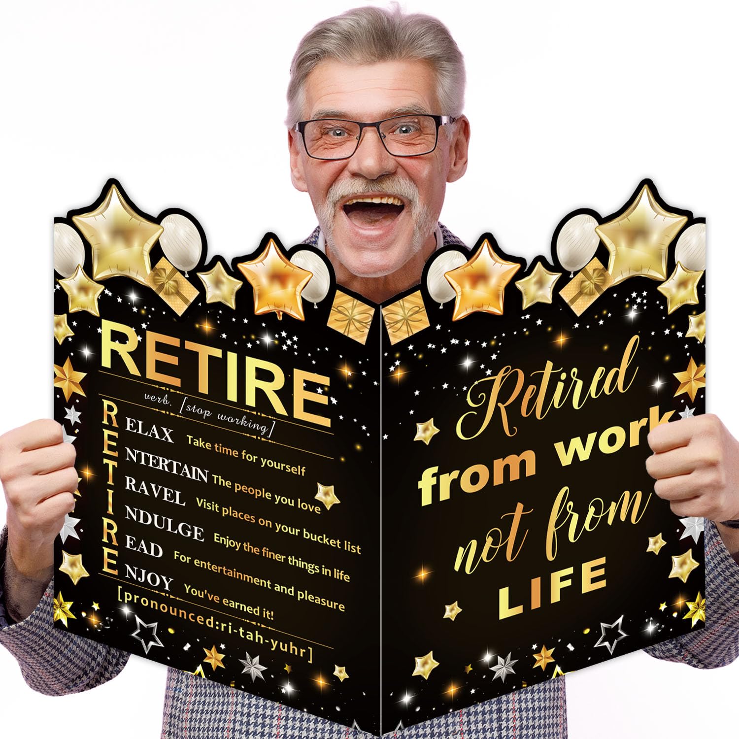 Snapklik.com : Extra Large Retirement Greeting Card, Black Gold ...