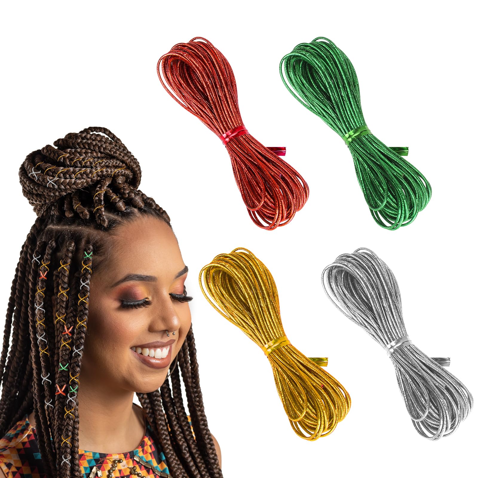 Amazon.com: 4 Pieces 5M Hair Strings for Braids Hair Accessory String ...