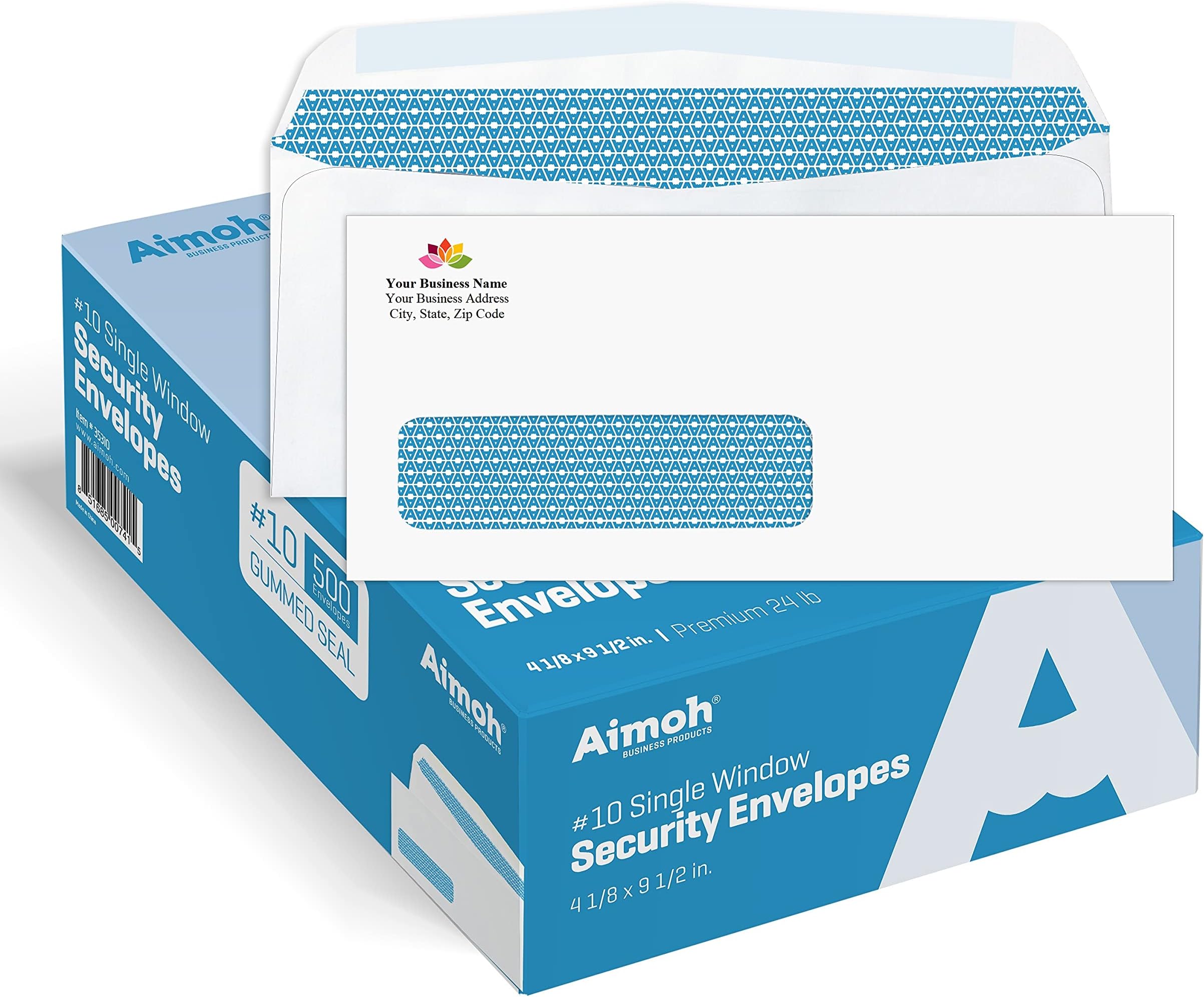 Amazon.com : Custom Printed #10 Window Envelopes - Bright White Wove ...