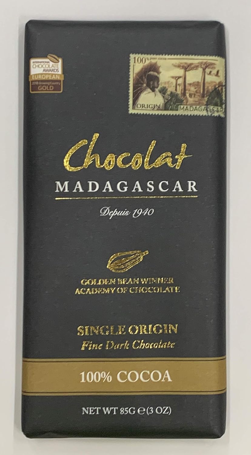 CHOCOLAT MADAGASCAR Single Origin Fine Dark Chocolate . 100% cacao. Net ...
