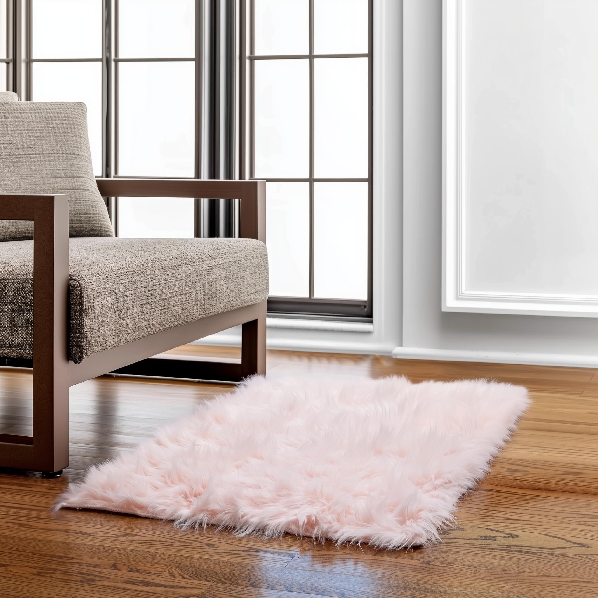 Amazon.com: Super Area Rugs Pink Fluffy Rug - Faux Sheepskin Rug, Light ...