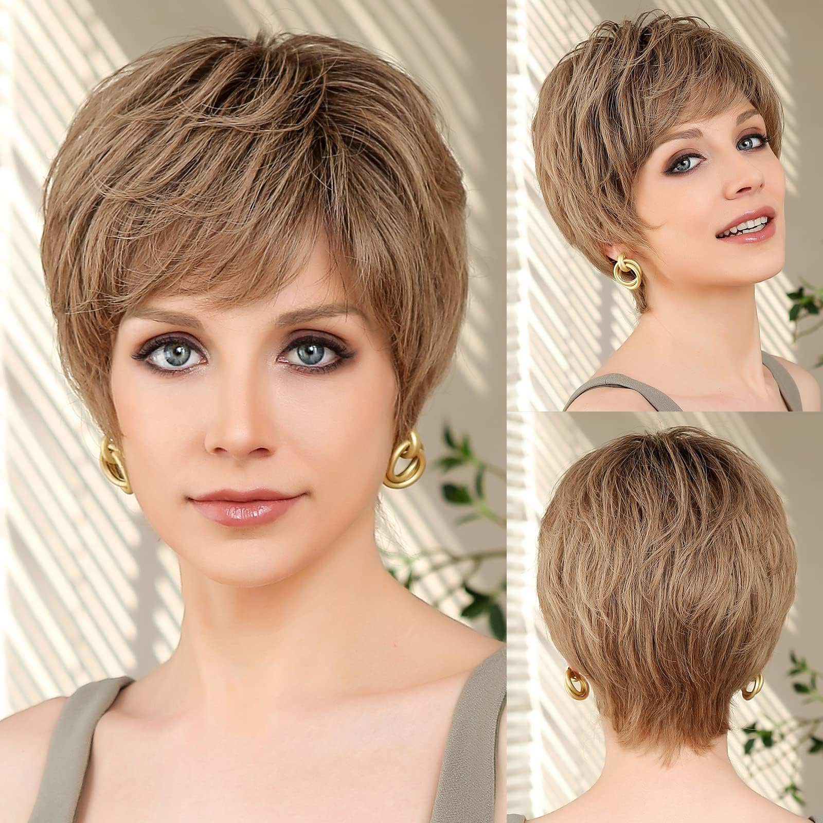 Amazon.com : EMMOR Hand-Tied Lace Front Wig, 100% Human Hair Wigs for ...