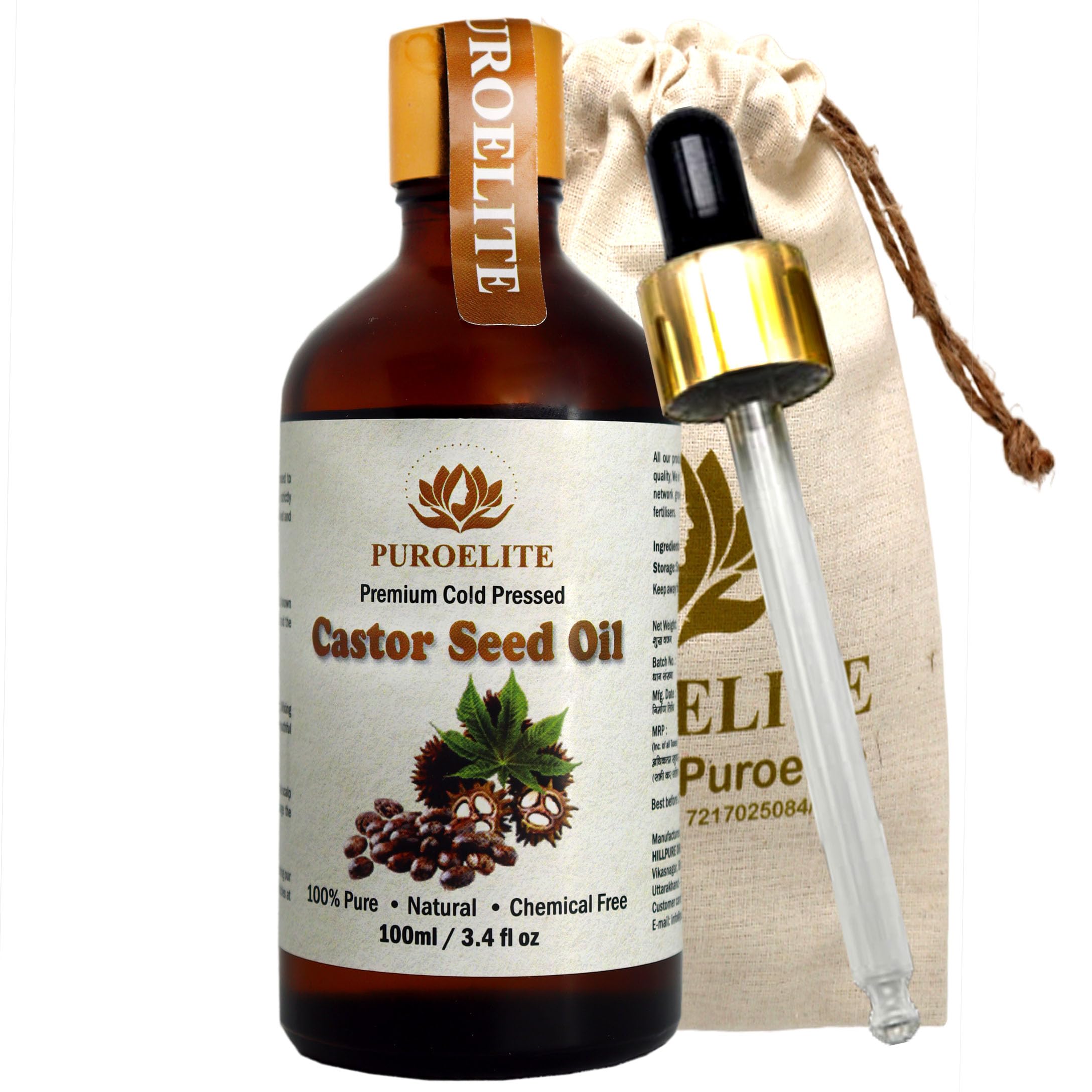 Buy Puroelite Premium Cold Pressed Castor Seed Oil,100% Pure & Natural ...