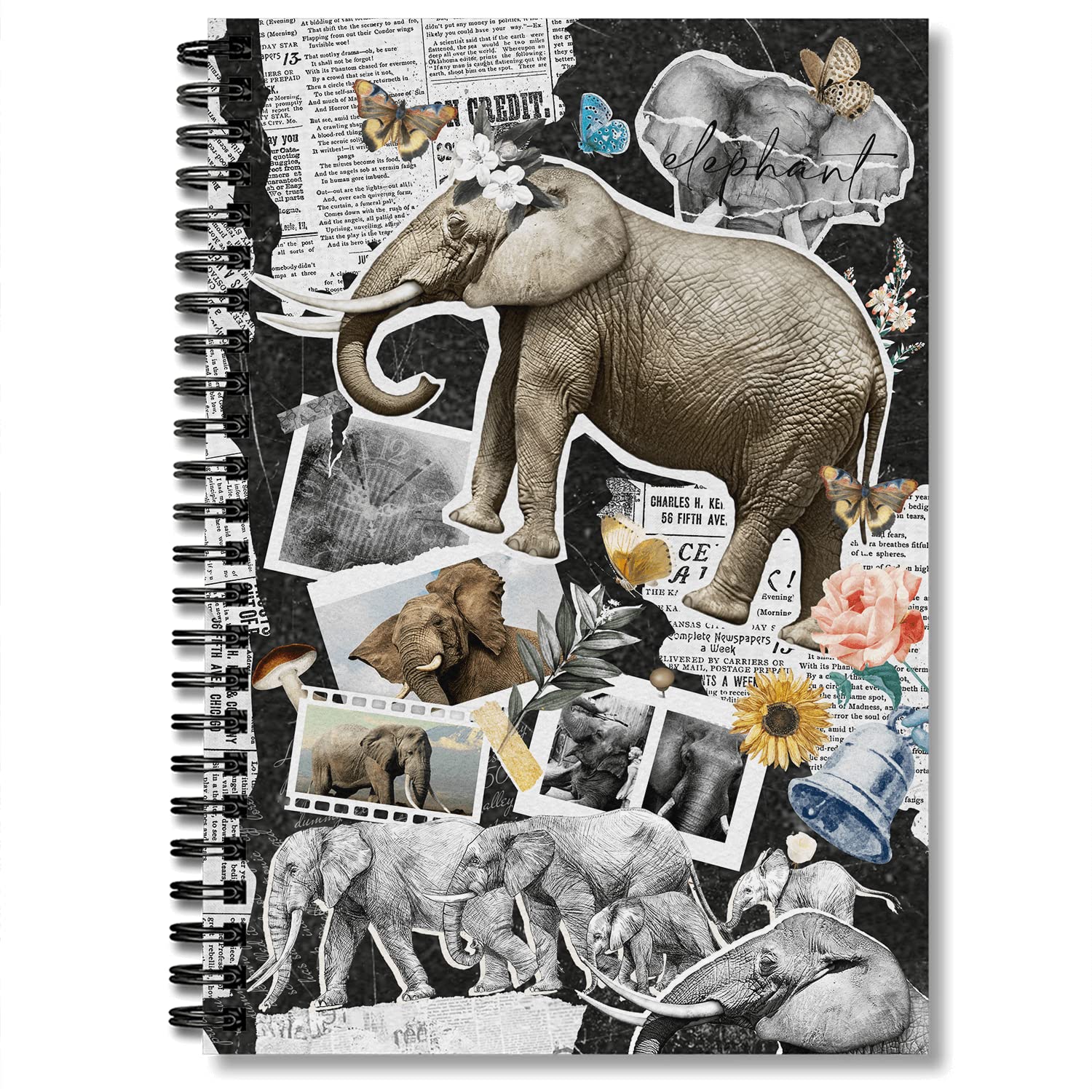 GOLEEX Blank Spiral Notebook Elephant Lover Journal Collage Notebooks ...