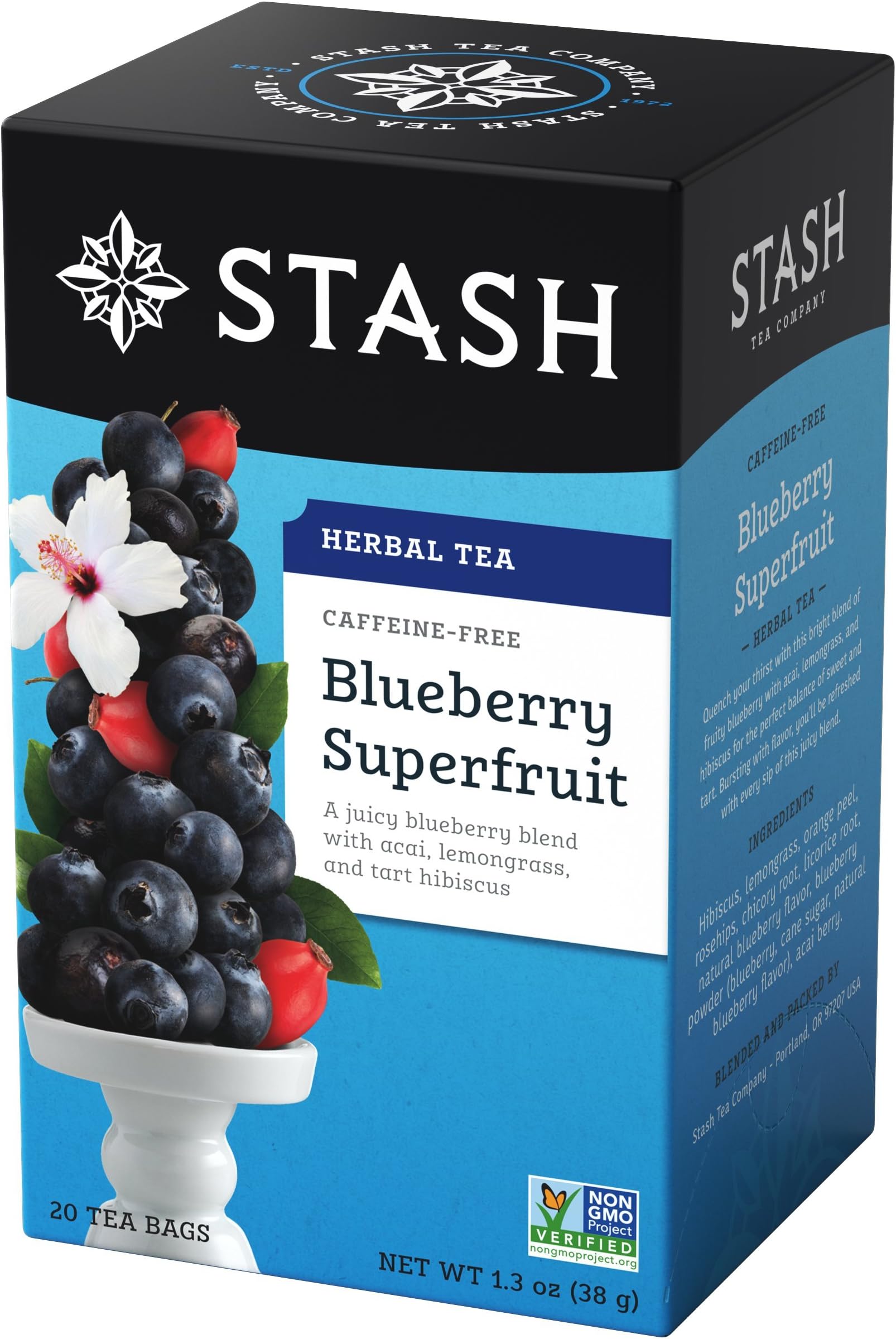 Amazon.com: Stash Tea Blueberry Superfruit Herbal Tea - Naturally ...