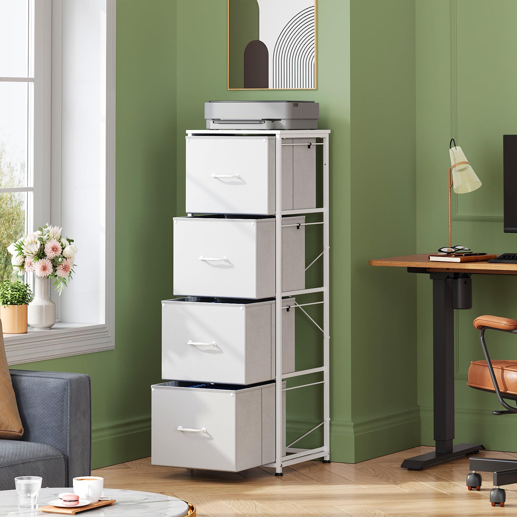 Snapklik.com : 4 Drawer File Cabinet, Fabric Storage Cabinet For Home ...