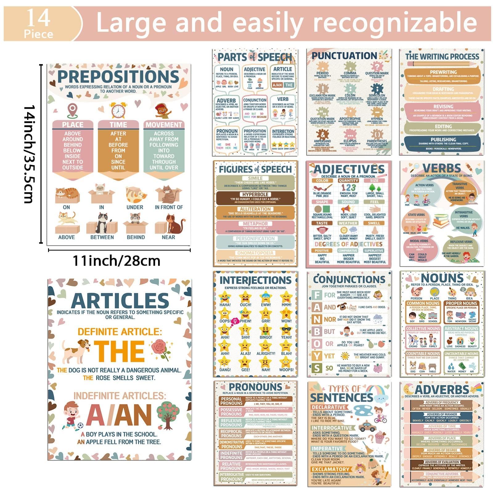 Snapklik.com : 14 PCS Boho Parts Of Speech Posters For Classroom ...