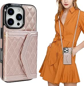 Amazon.com: RhyNew Crossbody Wallet Case for iPhone 16 Pro Max, with Card Holder, PU Leather ...