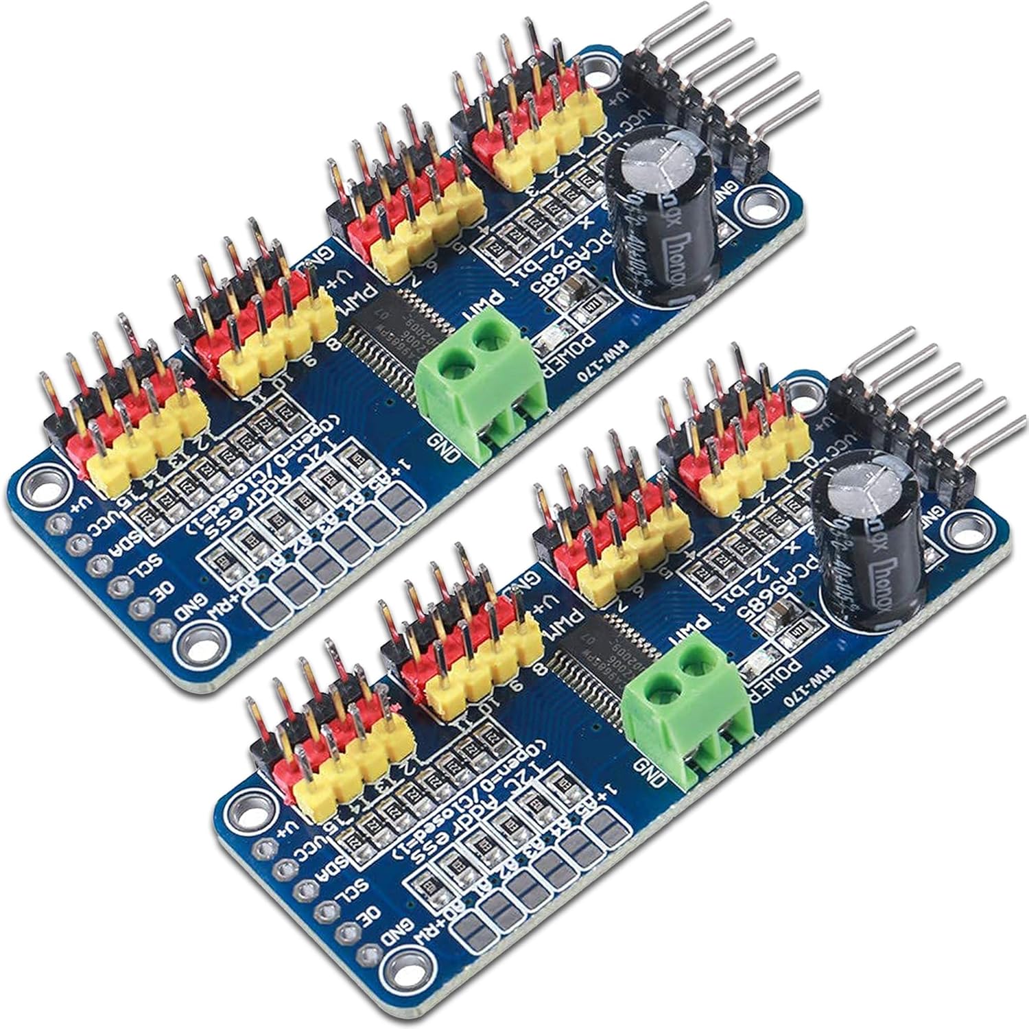 2pcs PCA9685 16 Channel PWM IIC I2C 12-Bit Servo Motor Driver Module Compatible With Arduino ...
