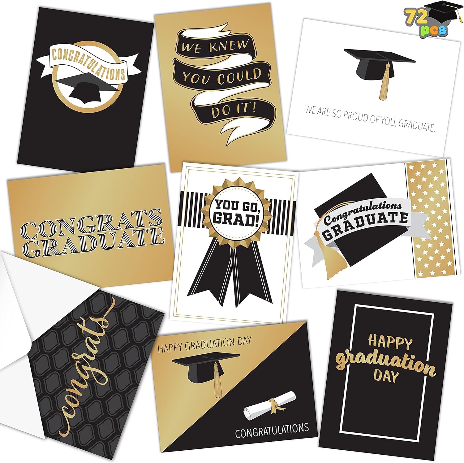 JOYIN 72 Pack 2023 Graduation Cards with Envelopes - Gift Card Holder ...