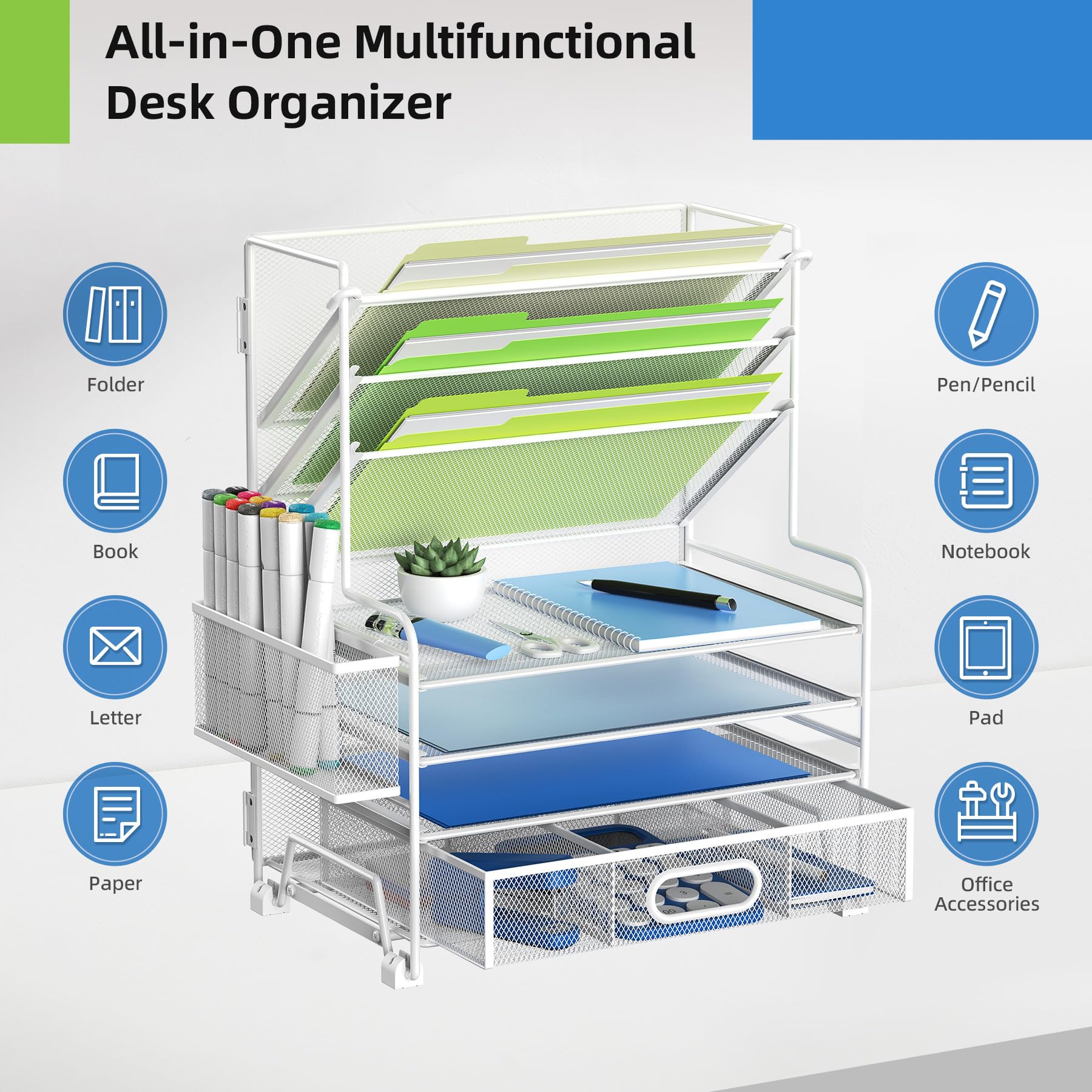 Office Organization A4 File Document Letter Sorter Plastic Mesh Rack ...
