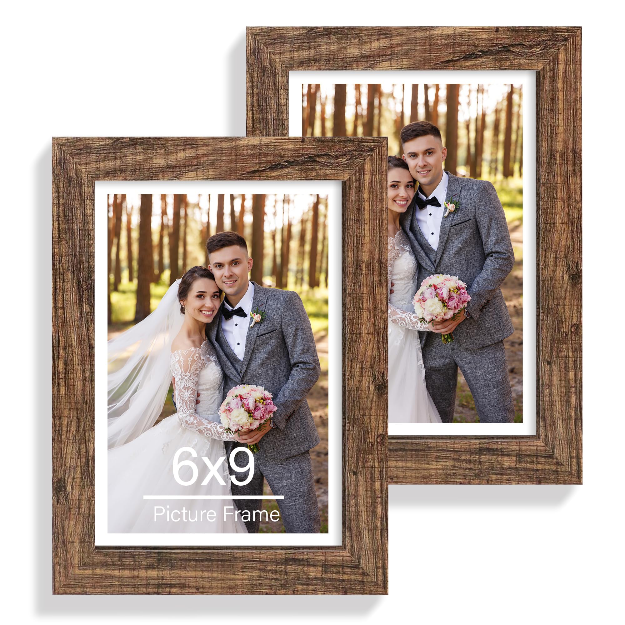 Amazon.com - Hongkee 6x9 Picture Frame Set of 2, Made of Real Glass and ...