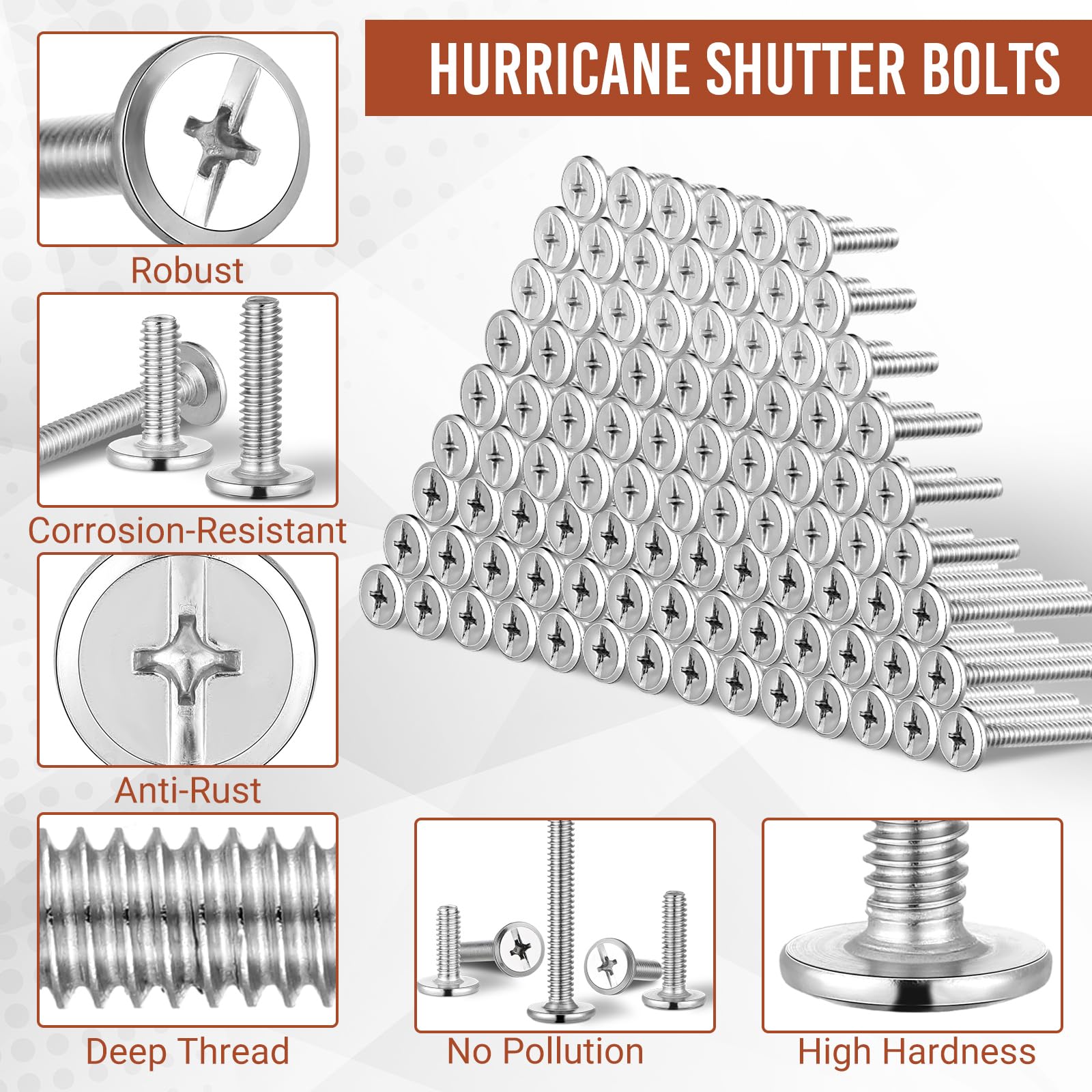 Snapklik.com : Blulu 100 Pcs 1/4"-20 Hurricane Shutter Bolts, Sidewalk ...