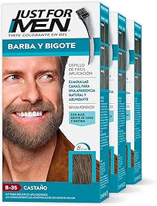 Just For Men Tinte Colorante en Gel para Barba y Bigote, Color Castaño ...