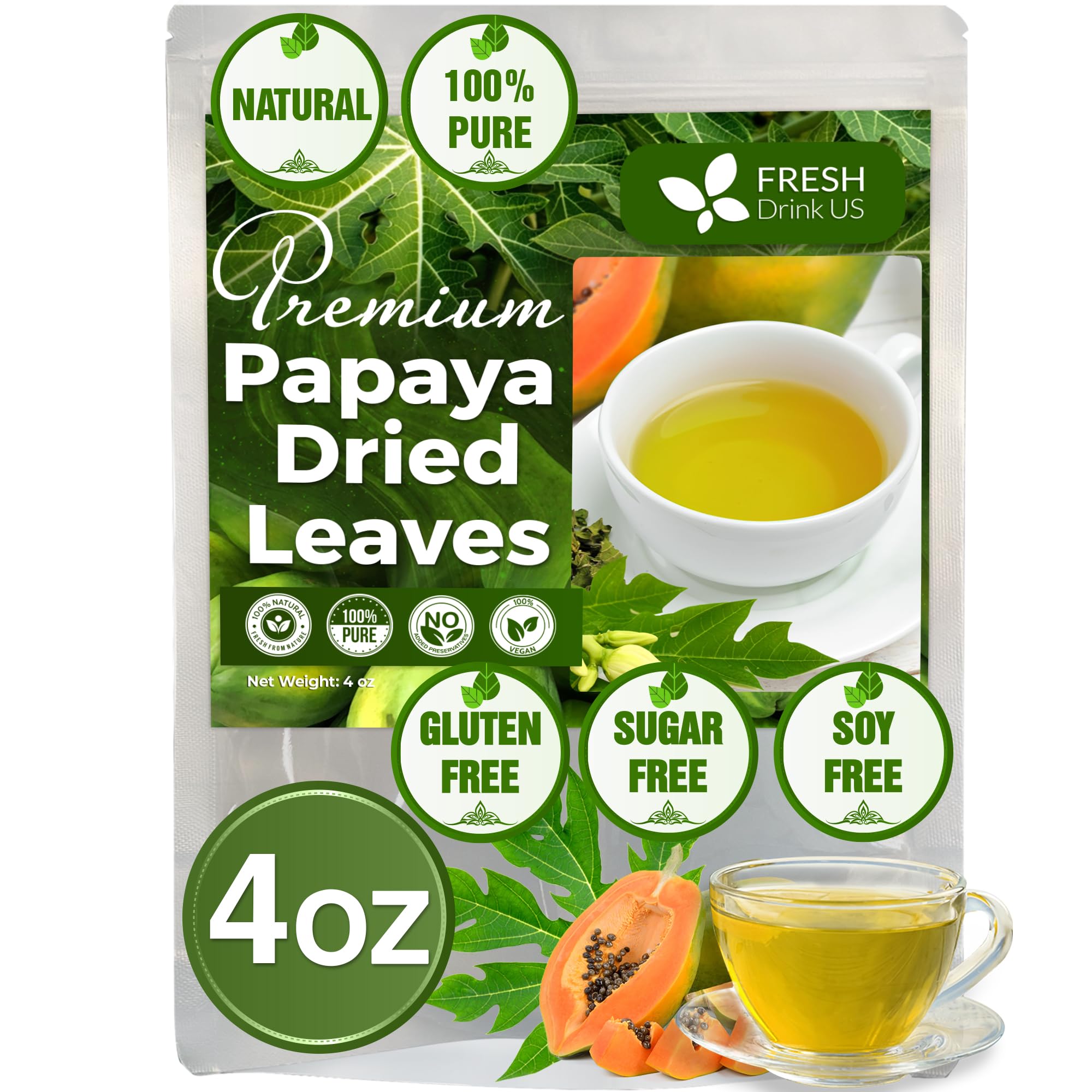 Amazon.com : FreshDrinkUS, Premium 4oz Papaya Dried Leaves, 100% ...