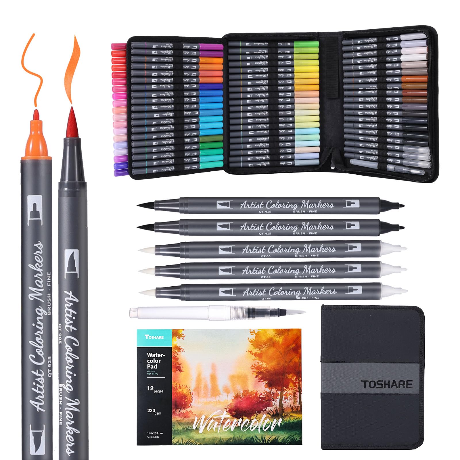 Amazon.com: Watercolor Pens Set, 72-Color Dual Tip Paint Markers, Water ...