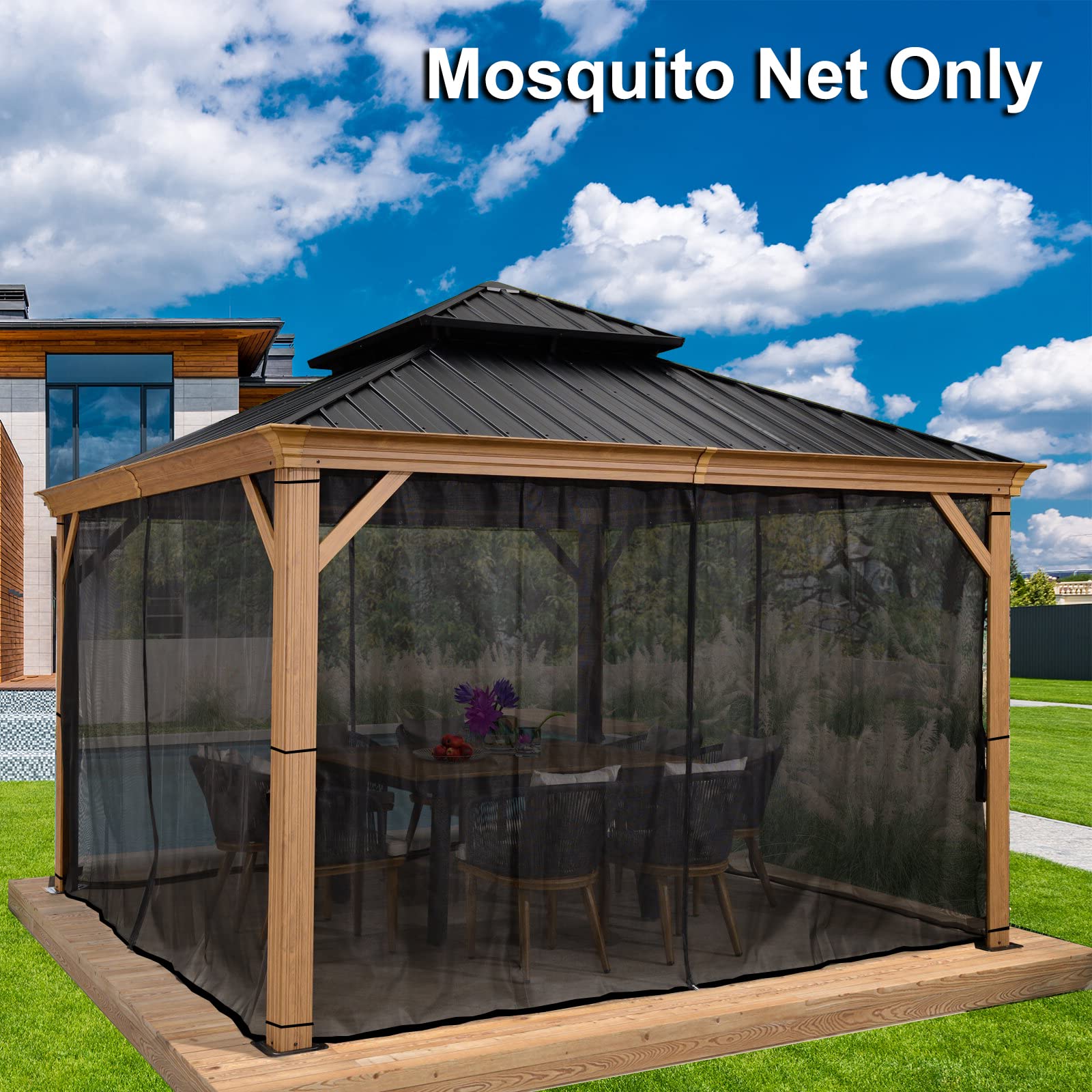 DOOSARG Gazebo Mosquito Netting, 10x10 Canopy Mosquito Netting ...