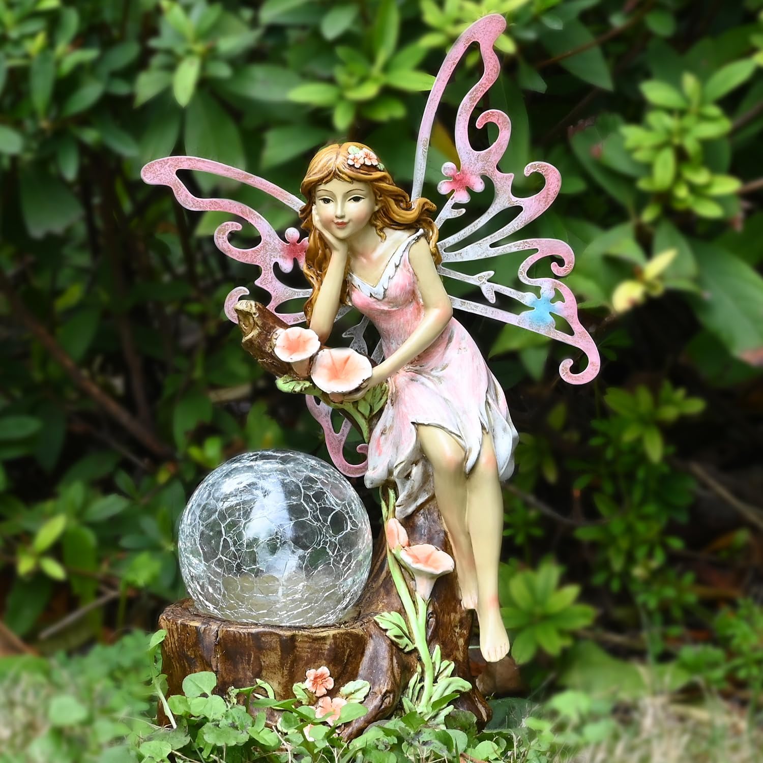 Amazon.com: QZVANLON Fairy Garden Statue - Resin Solar Angel Figurines ...