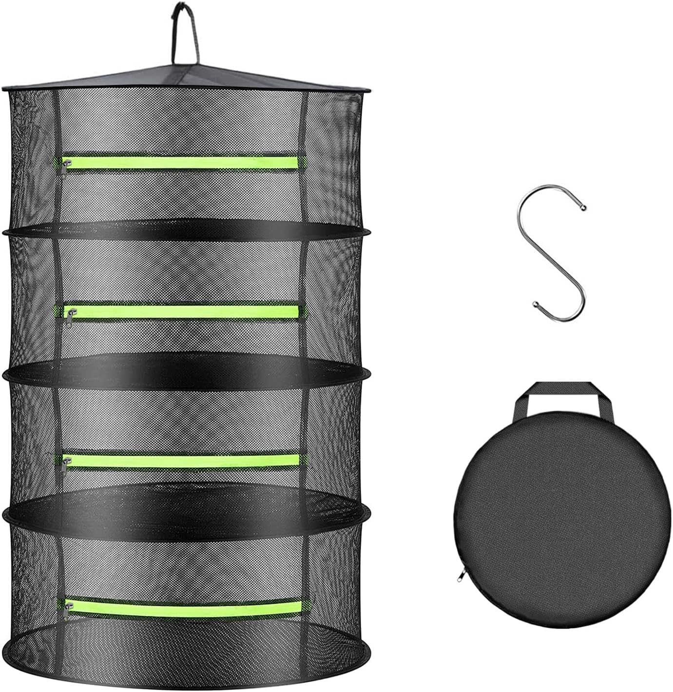 Amazon.com: HYDGOOHO 1.5ft Herb Drying Rack Net Mesh with Green Zippers ...