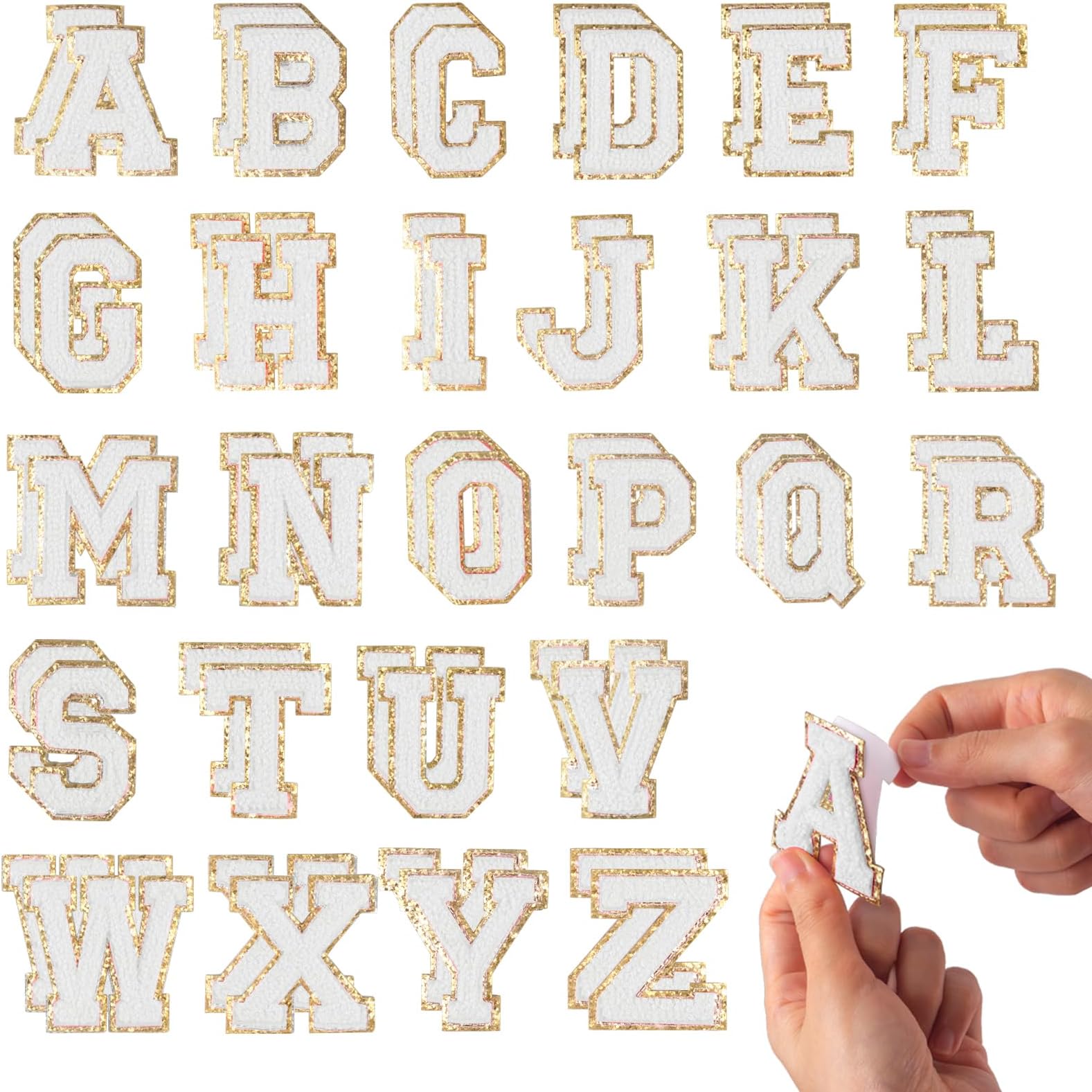 Amazon.com: KINGSOW White Self-Adhesive Letters Patches: Chenille ...